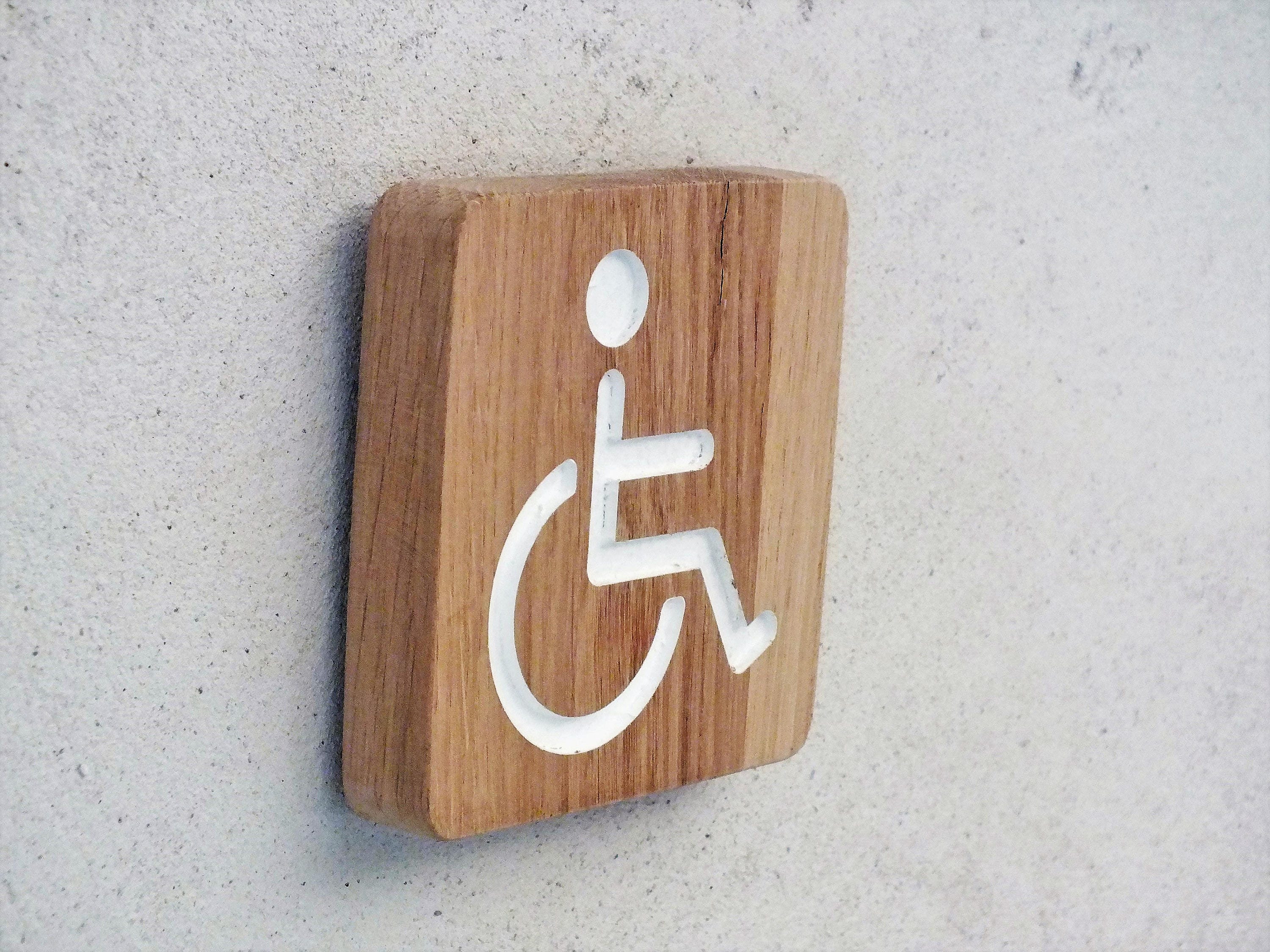 Buy Wooden Handicap Sign for ADA Bathroom. Wood Door Plate With Online ...