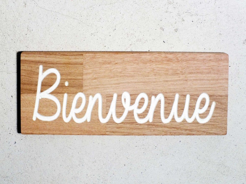 BIENVENUE Door Sign, Wooden "welcome" Sign With Engraved French Word ...