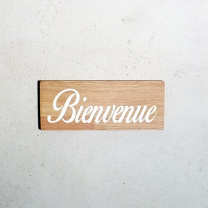 Wooden Sign With Engraved "bienvenue" Word, Front Door Sign, Welcome ...