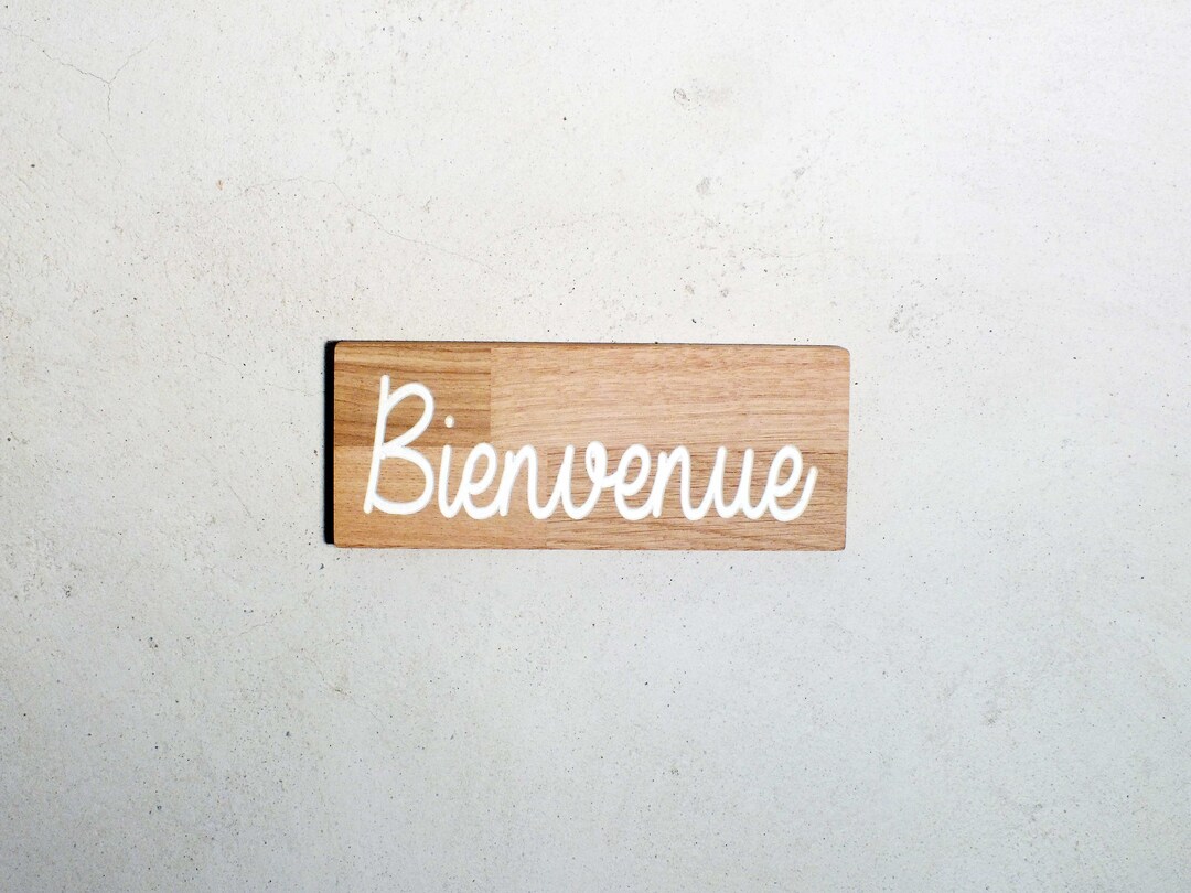 BIENVENUE Door Sign, Wooden "welcome" Sign With Engraved French Word ...