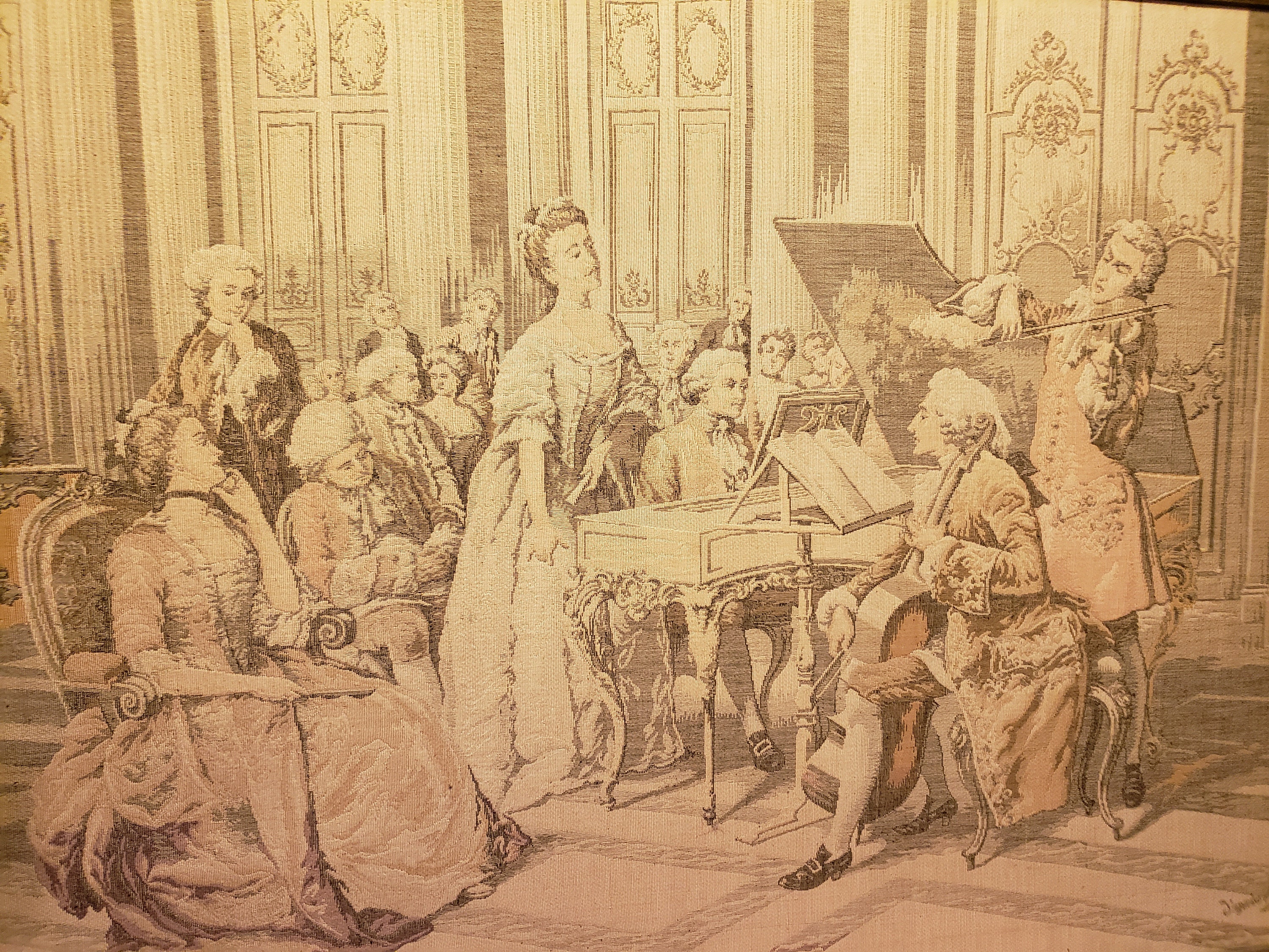 An Elegant 18th Century Music Soiree French Or Italian Tapestry