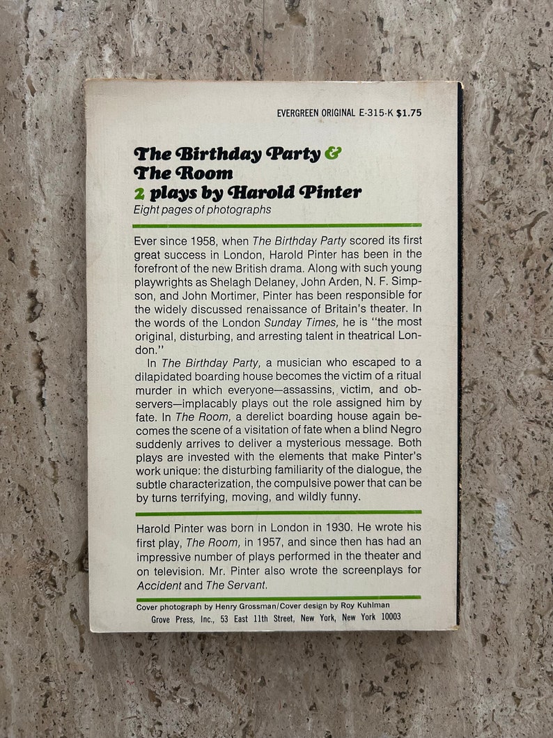 The Birthday Party & the Room: Two Plays by Harold Pinter - Harold ...