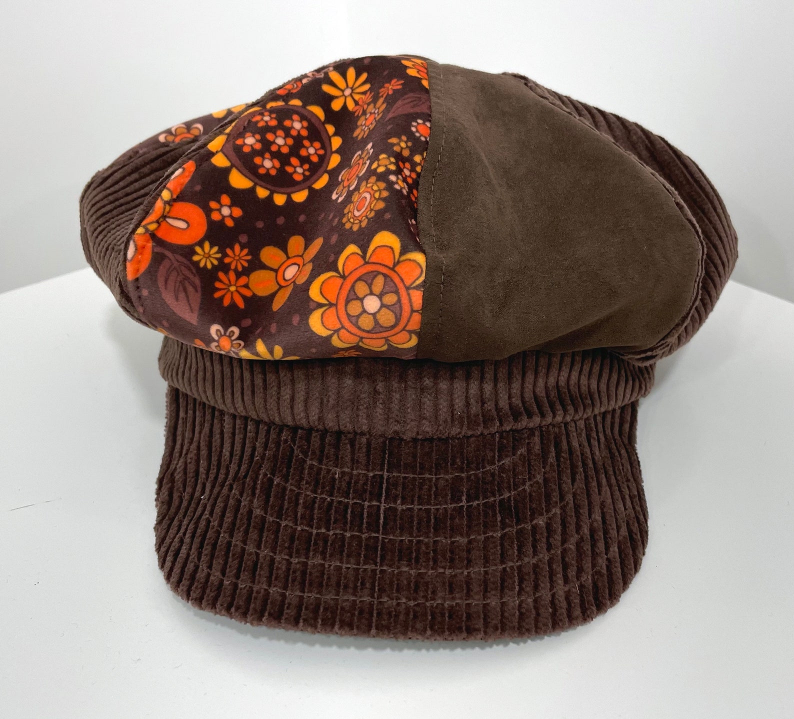 Handmade Floral Velvet Baker Boy Hat, Retro 70s Style - Etsy