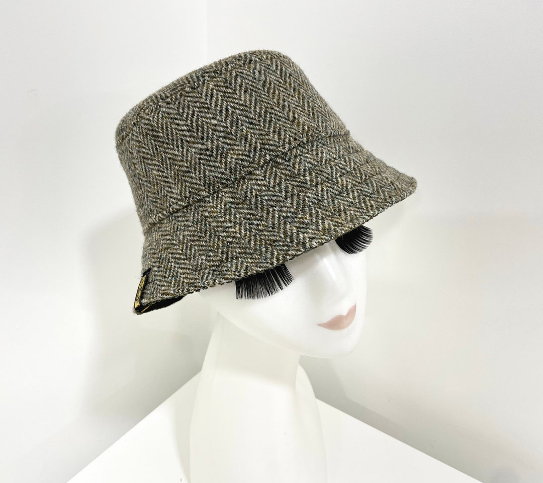 Herringbone Tweed Hat, Harris Tweed Hat, Green Wool Hat, Scottish Tweed ...