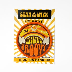 Groovy Patch Badge, Retro Patches, Jacket Patches, Orange Embroidery ...