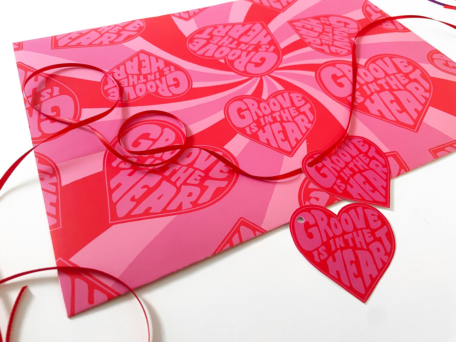 Pink Hearts Wrapping Paper Groovy Wrapping Paper 90's - Etsy