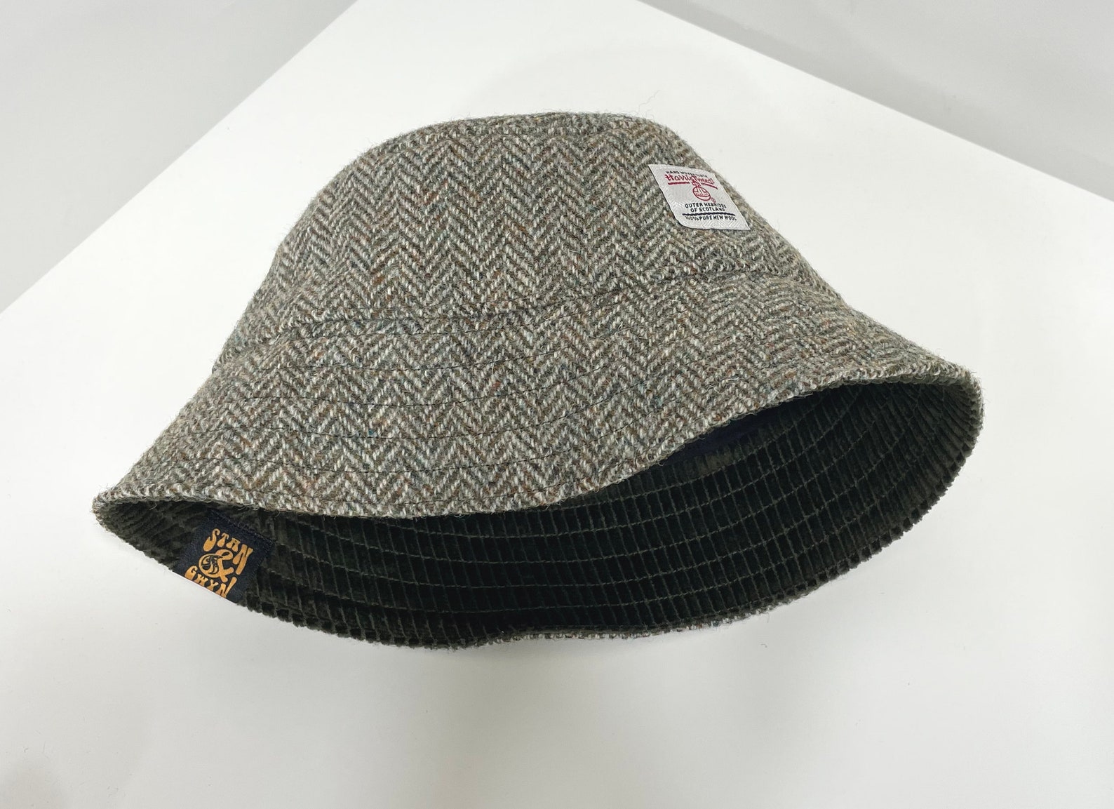 Herringbone Tweed Hat, Harris Tweed Hat, Green Wool Hat, Scottish Tweed ...