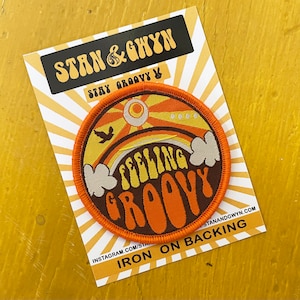 Groovy Patch Badge, Retro Patches, Jacket Patches, Orange Embroidery ...