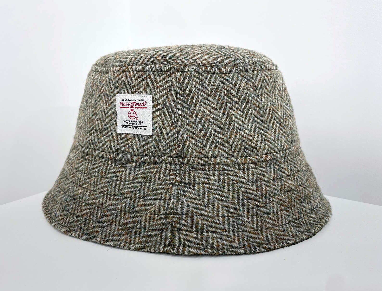Herringbone Tweed Hat, Harris Tweed Hat, Green Wool Hat, Scottish Tweed ...