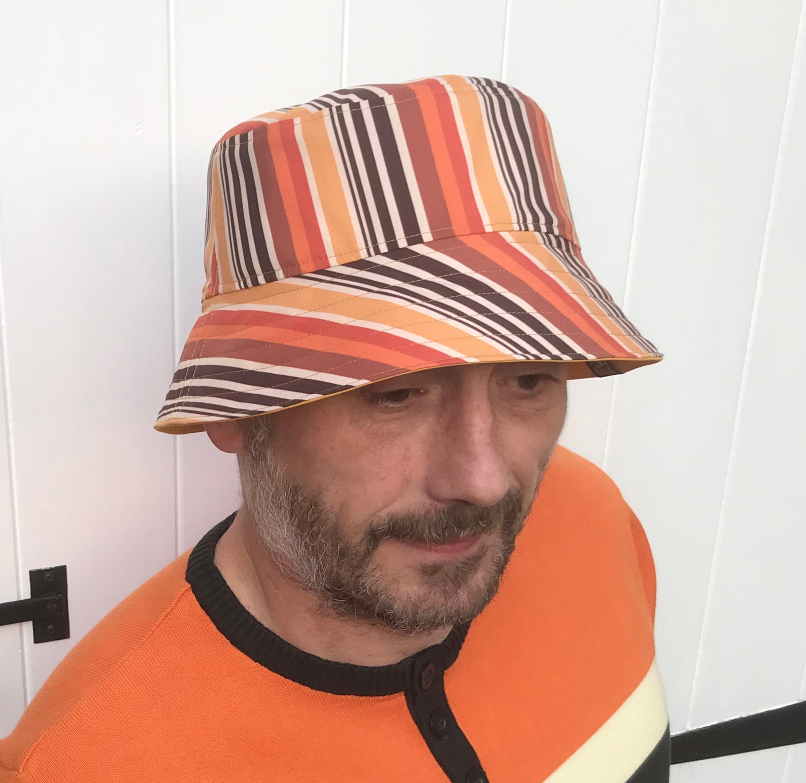 Stripe Bucket Hat Retro Stripe Hat Mens Bucket Hat Festival - Etsy