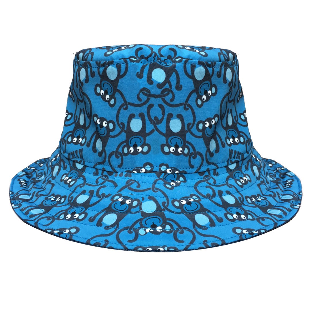 Monkey Bucket Hat, Blue Sun Hat, Kids Fisherman Hat, Funny Hat, Animal ...