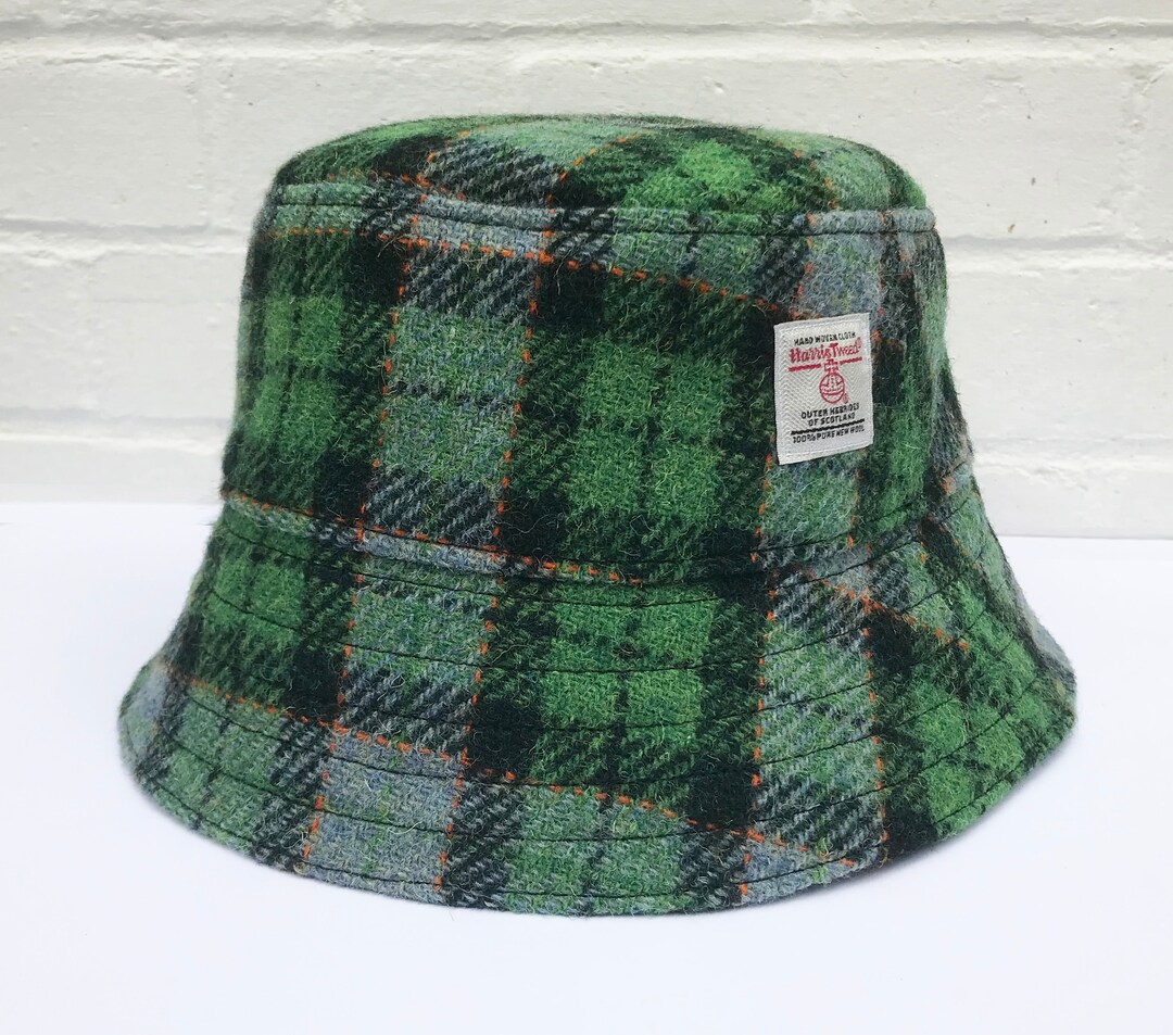 Green Bucket Hat, Check Hat, Scottish Tweed Hats, Big Head Hats, Small ...