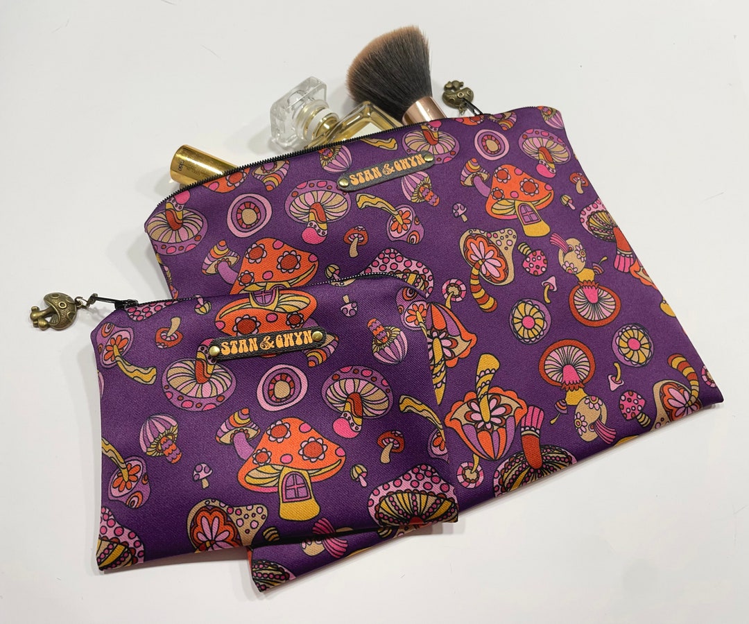 Mushroom Makeup Bag Purple Coin Purse Retro Zipper Pouch - Etsy