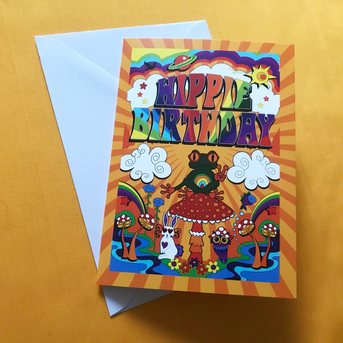 Hippie Birthday Card Birthday card for friend Psychedelic | Etsy