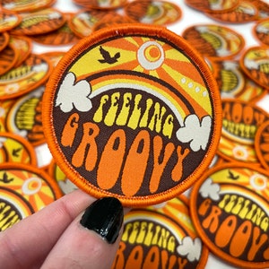 Groovy Patch Badge, Retro Patches, Jacket Patches, Orange Embroidery Patch, Sew on Badge. - Etsy