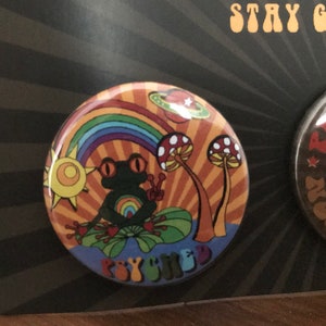 Groovy Pin Badges, Mushroom Badge, Psychedelic Retro Badges. - Etsy UK