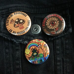 Groovy Pin Badges, Mushroom Badge, Psychedelic Retro Badges. - Etsy UK