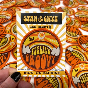 Groovy Patch Badge, Retro Patches, Jacket Patches, Orange Embroidery ...