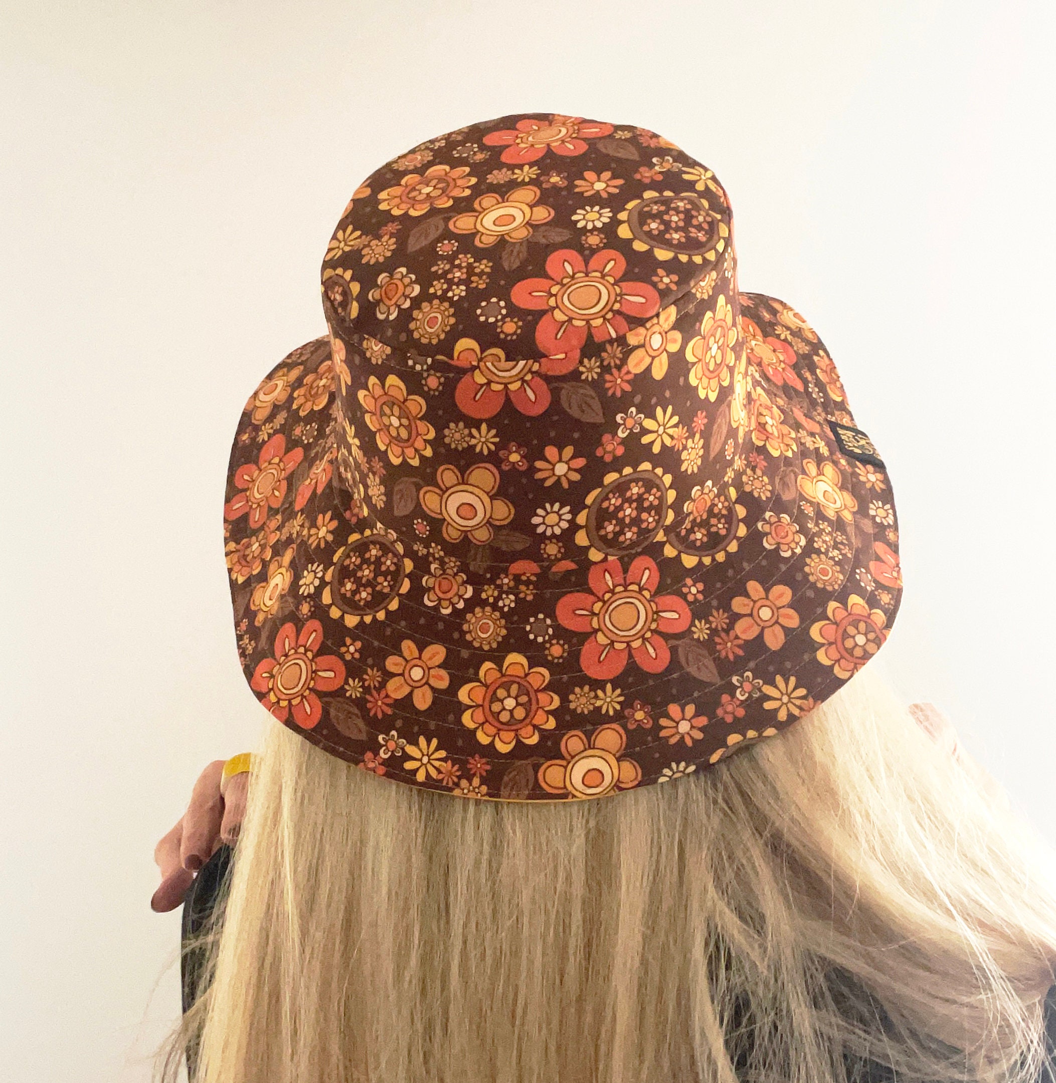 Retro Sun Hat, Wide Brim Hat, 70's Floral, Hat, 60s Fabric, Vintage ...
