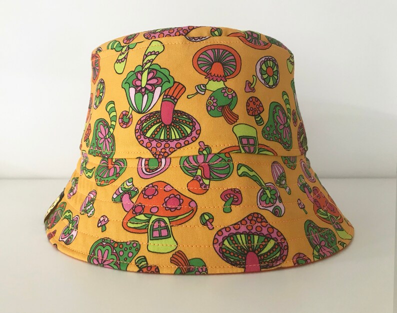 Mushroom Hat Toadstool Bucket Hat Fungi Print Hat Hippy | Etsy