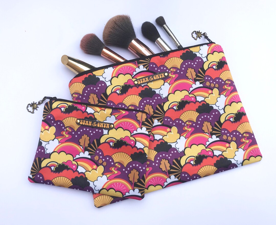 Rainbow Makeup Bag, Groovy Cosmetics Bag, Small Coin Purse, 70's Retro ...