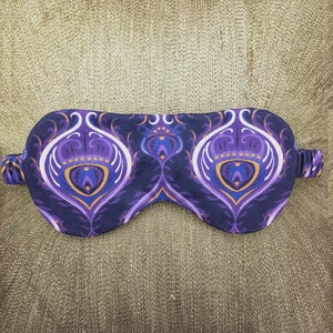 Purple Sleep Mask, Luxury Eye Mask, Retro Print, Velvet Soft Sleepmask ...
