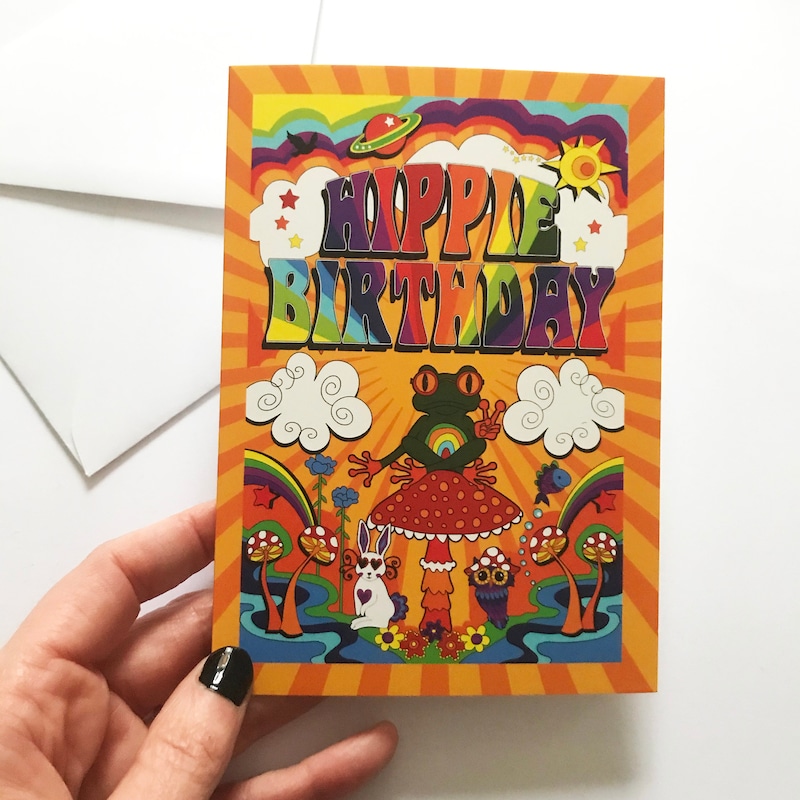 Hippie Birthday Card - Etsy