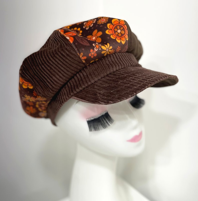 Handmade Floral Velvet Baker Boy Hat, Retro 70s Style - Etsy
