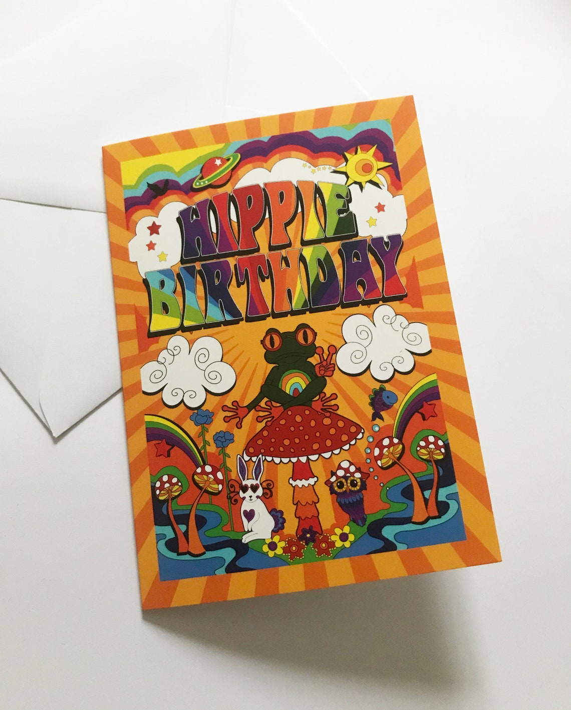 Hippie Birthday Card Birthday card for friend Psychedelic | Etsy
