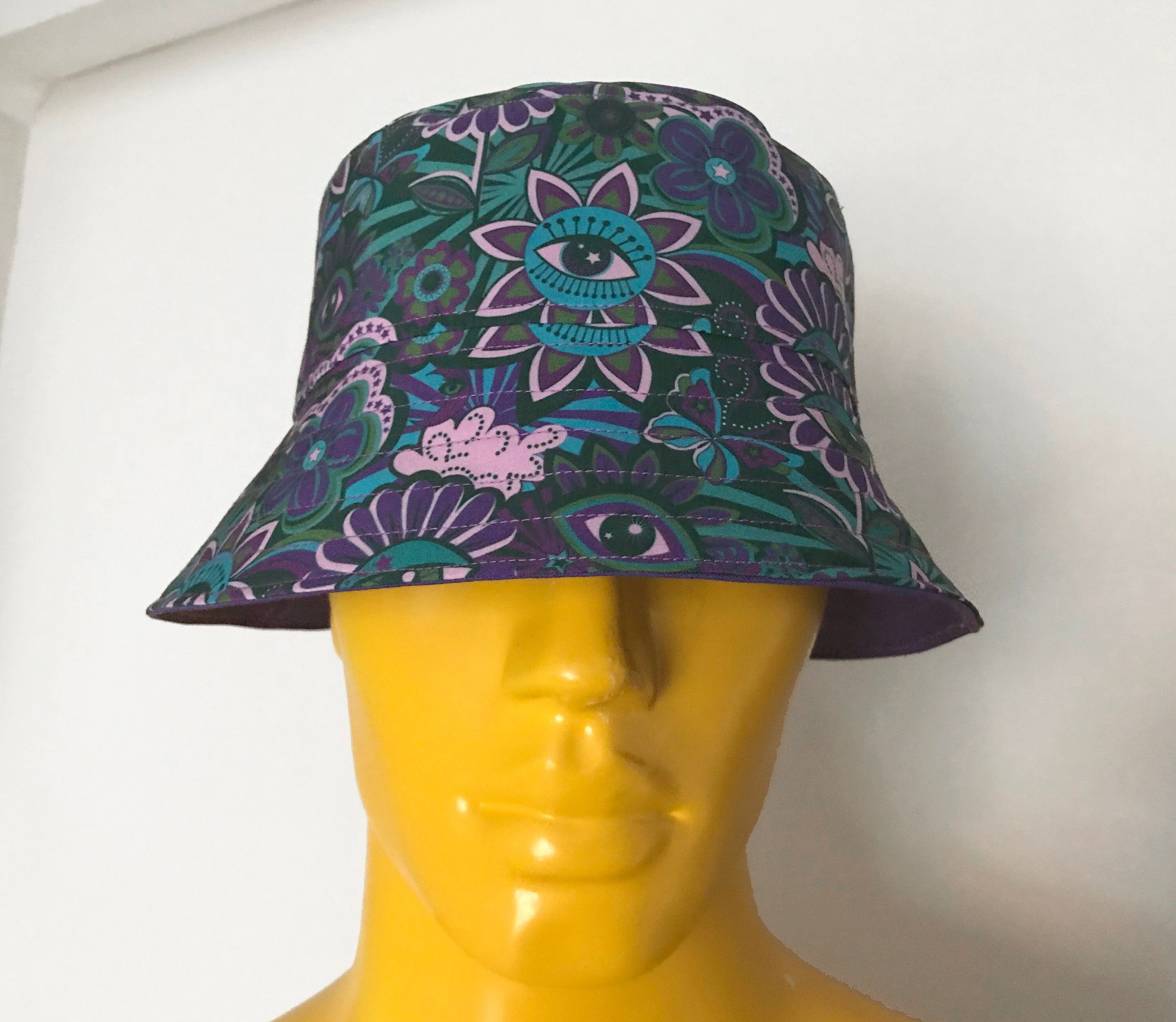 Third Eye Bucket Hat, Blue Fishing Hat, Bucket Hat for Men, Hippy Woman ...