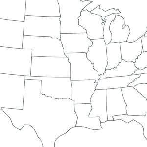 United States Blank Map | Unlabeled Map of USA Outline Printable - Etsy