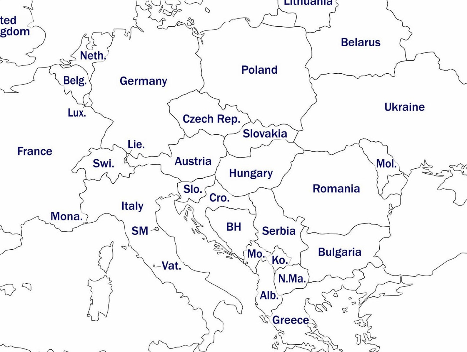 Digital Europe Map of European Countries Printable Download, Map of ...