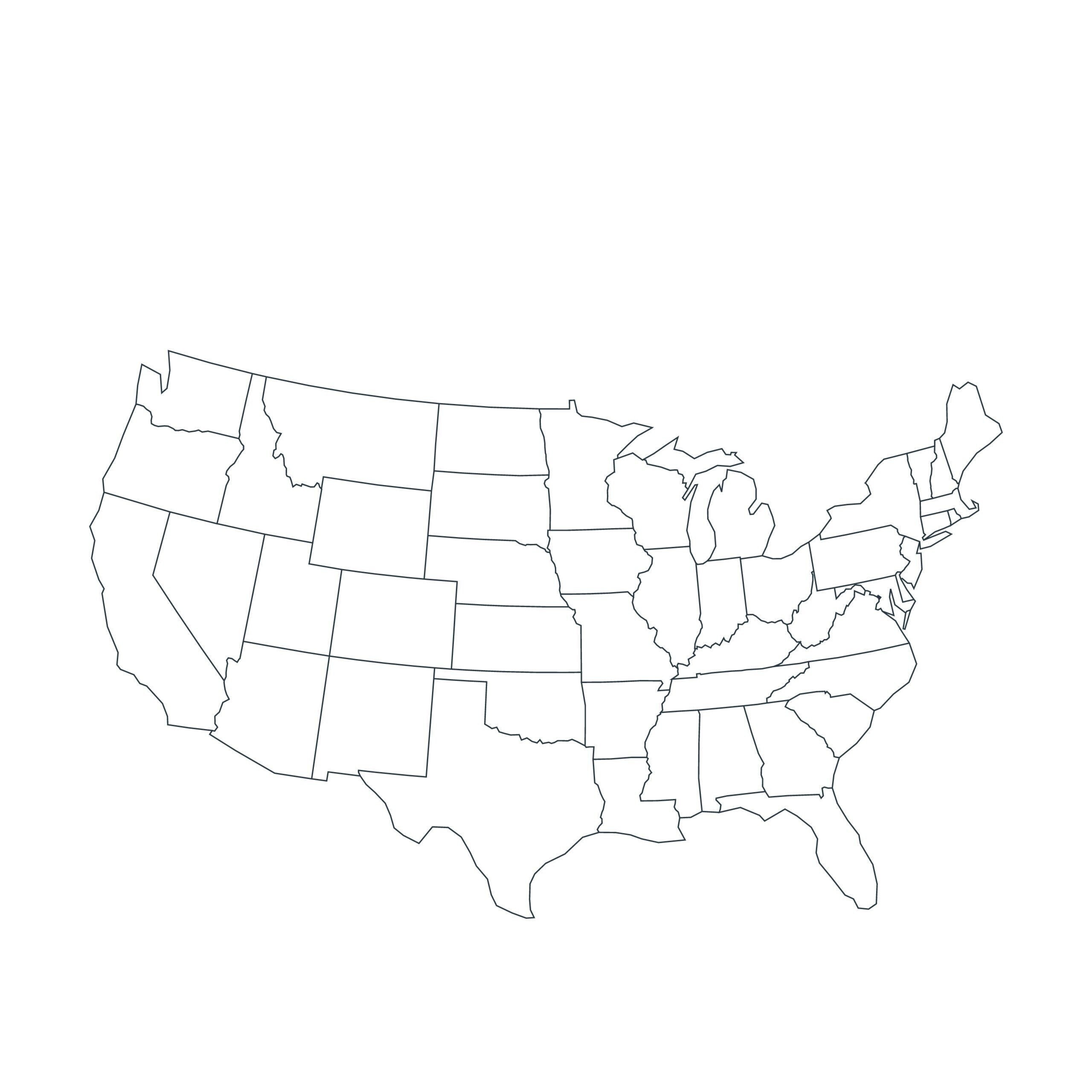 Map of the USA, Blank Map of North America, United States Outline Map ...