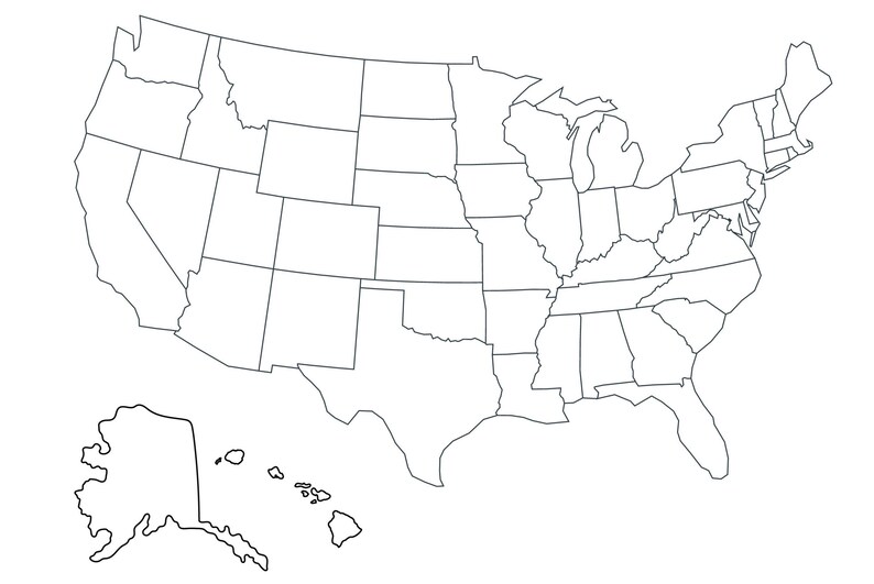 US States Quiz 50 States Quiz Map Printable Outline Comes With Labeled ...