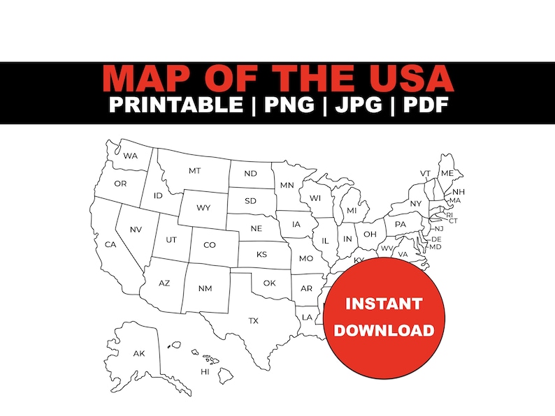 Map of America - Printable USA Outline With Labels | Color Coding ...