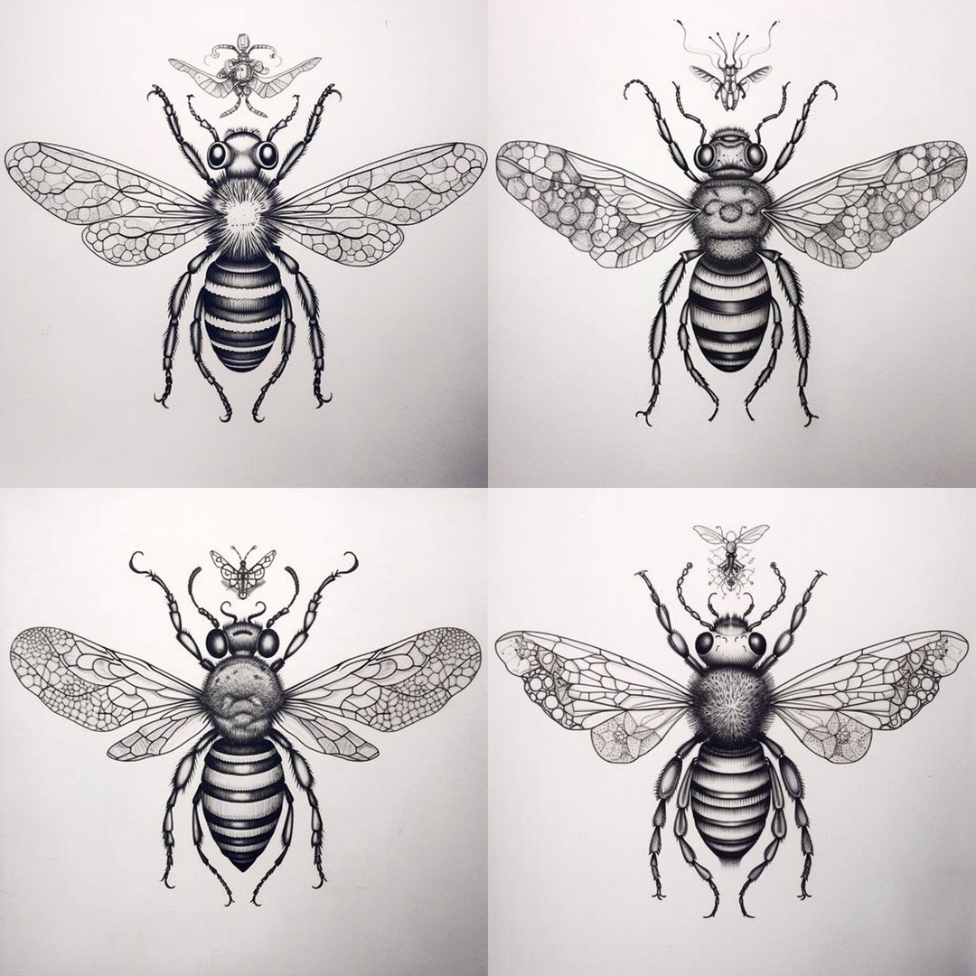 Bee Tattoo | Tattoo Flash Digital Download | Honey Bee, Realistic Bee ...