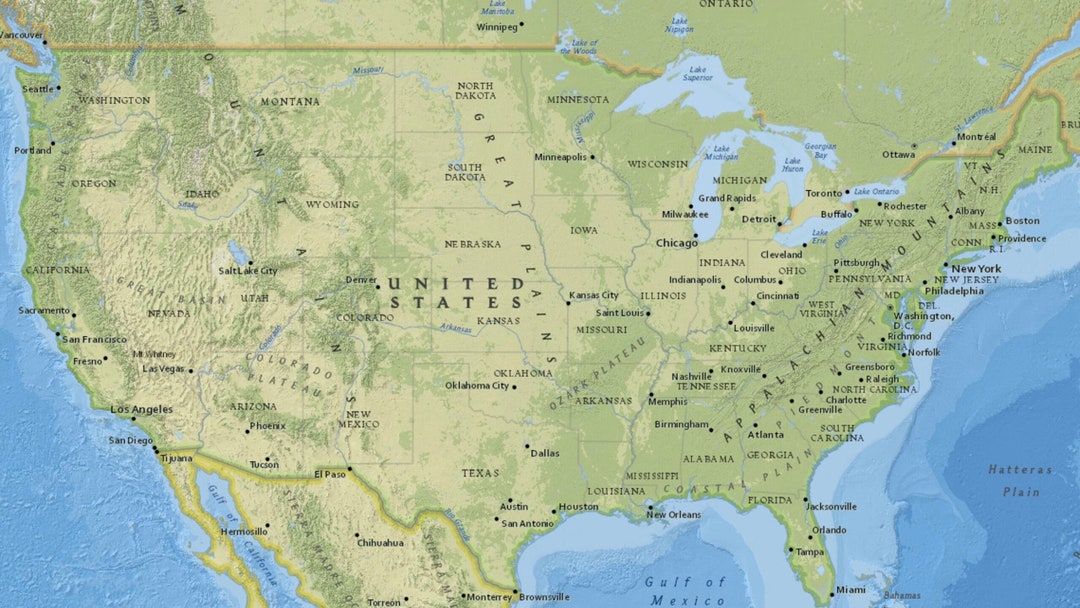 Topographic Map of the United States Map | America Map of the USA ...
