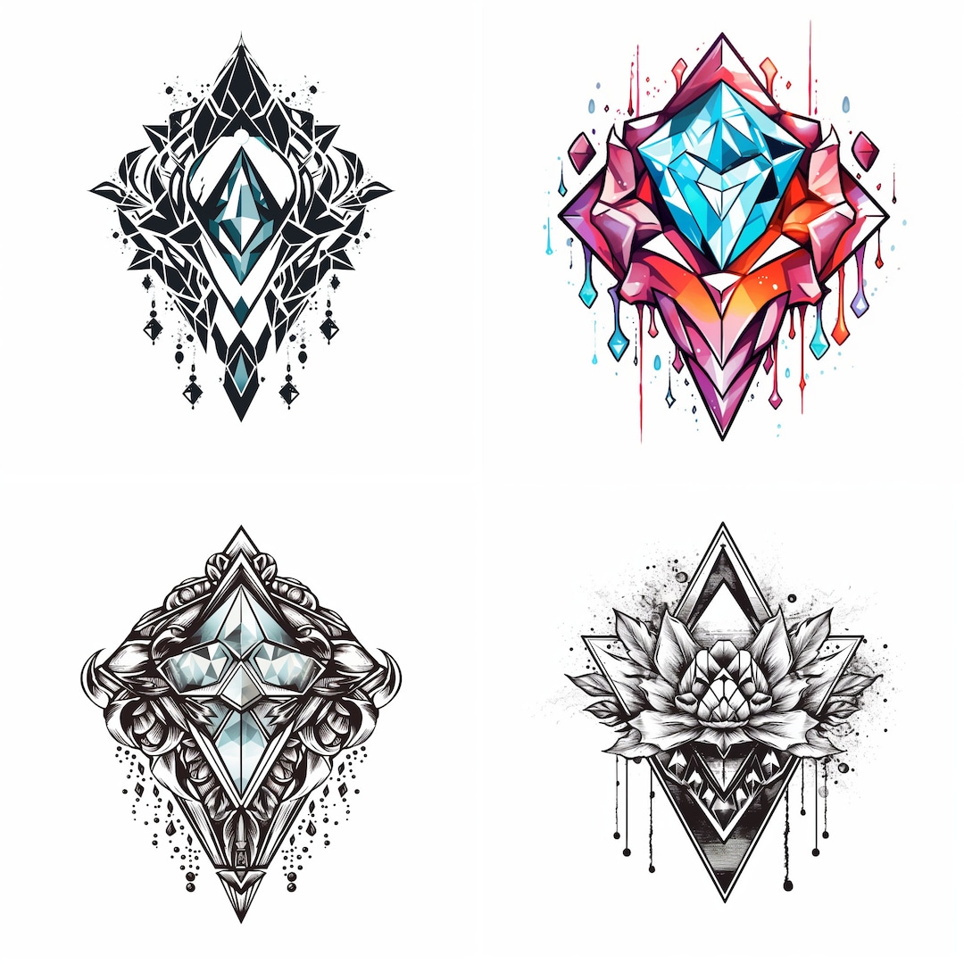 Diamond Tattoo Small Diamond Tattoos Outline Simple Design Tattoo Flash Digital Download Etsy