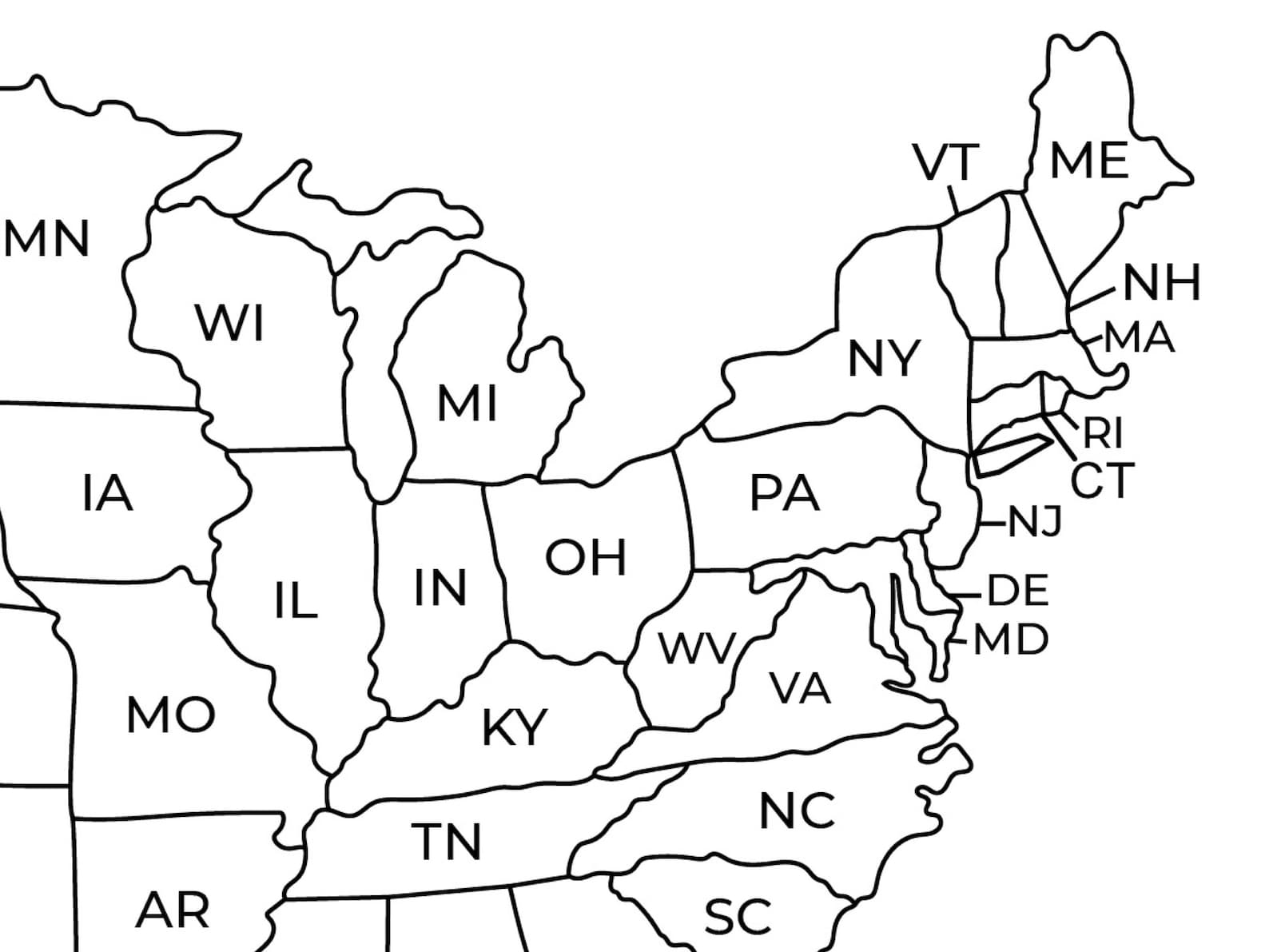 US Map With State Names, Printable Map of the USA United States Showing ...