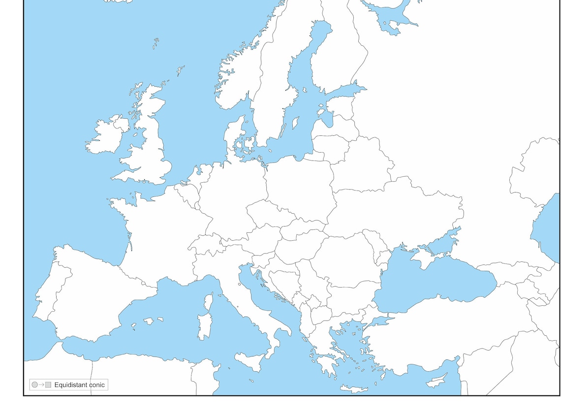 Digital Europe Map of European Countries Printable Download - Etsy ...