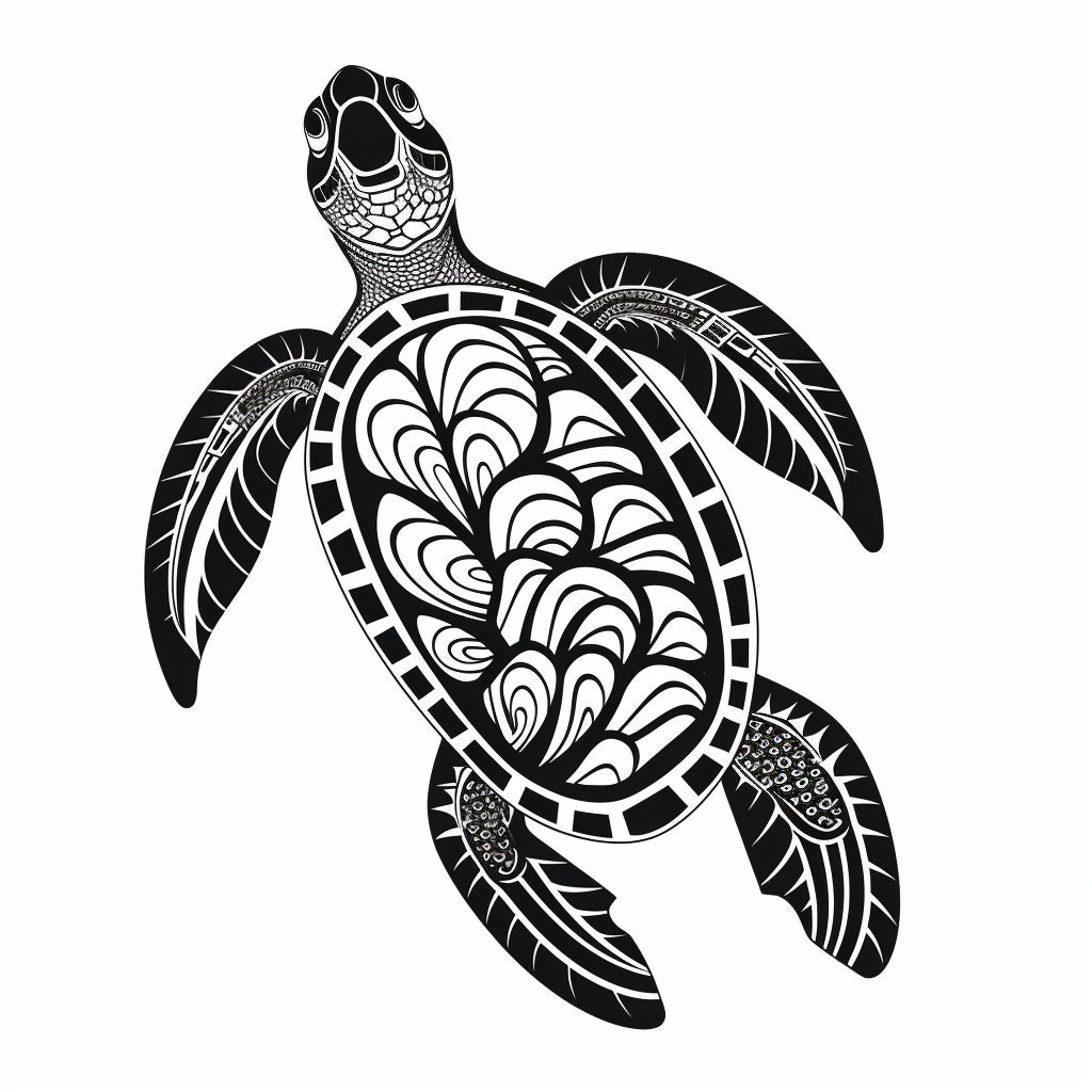Black And White Sea Turtle Tattoos