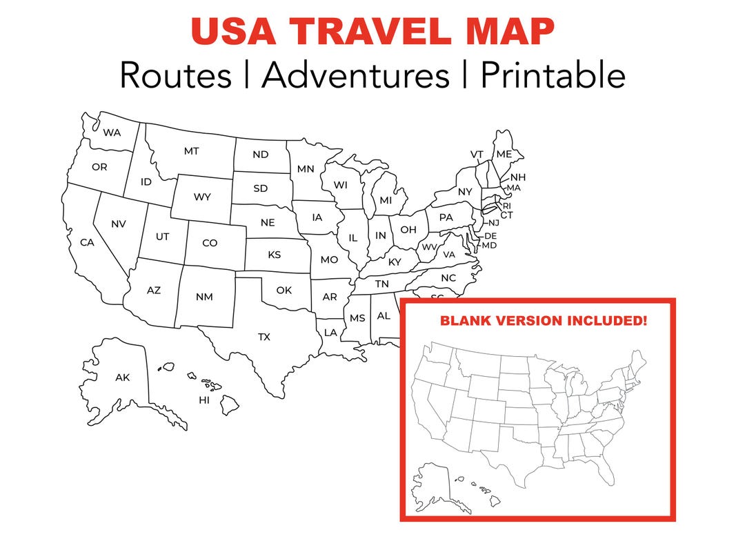 US Map Travel Tracker Printable | Road Trip, Adventure | Map With ...