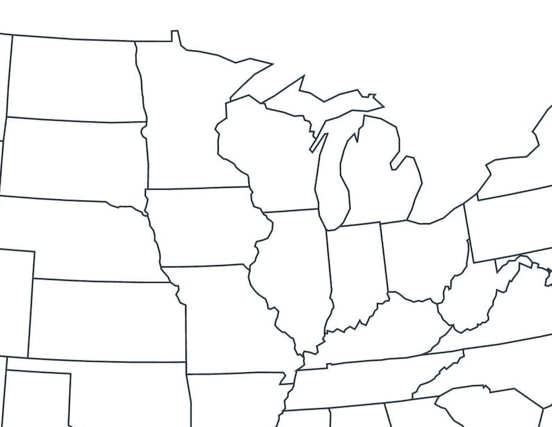 United States Blank Map | Unlabeled Map of USA Outline Printable - Etsy