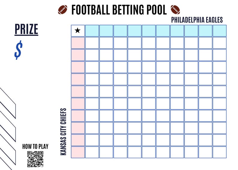 Super Bowl Squares Template Printable | 2026 Pool Squares | Football ...