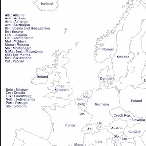 European Map of Countries | Europe Stretch | Western Eastern | Bundle ...
