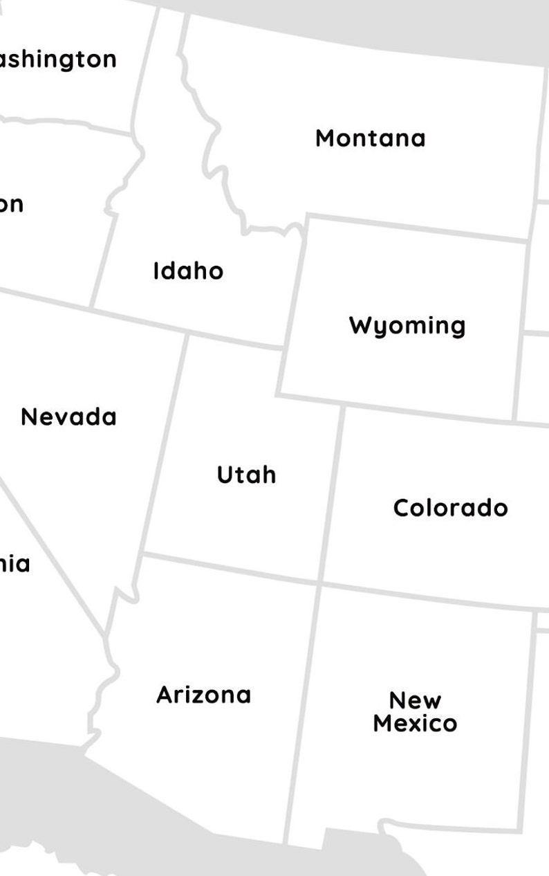 Map of USA Map With States, Black and White USA Map With 50 States - Etsy