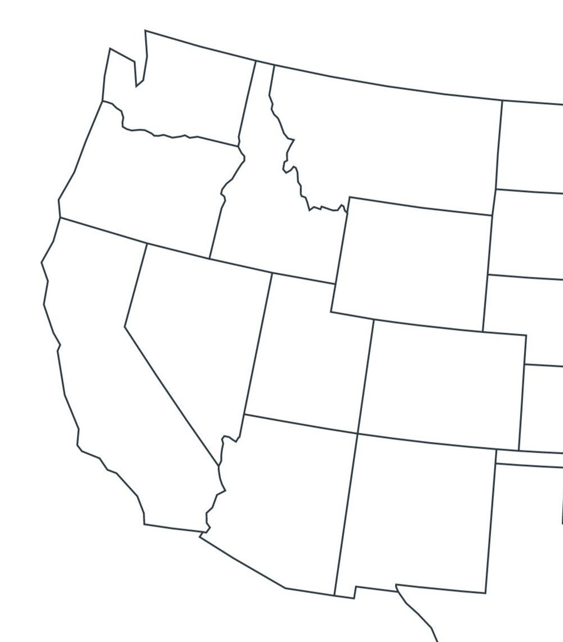United States Blank Map | Unlabeled Map of USA Outline Printable - Etsy