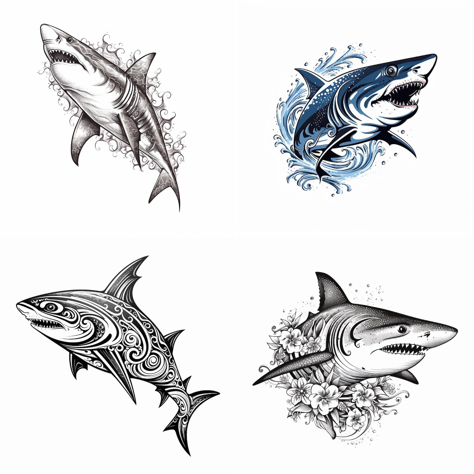 Shark Tattoo | Simple Shark Tattoo | Tattoo Flash Digital Download ...