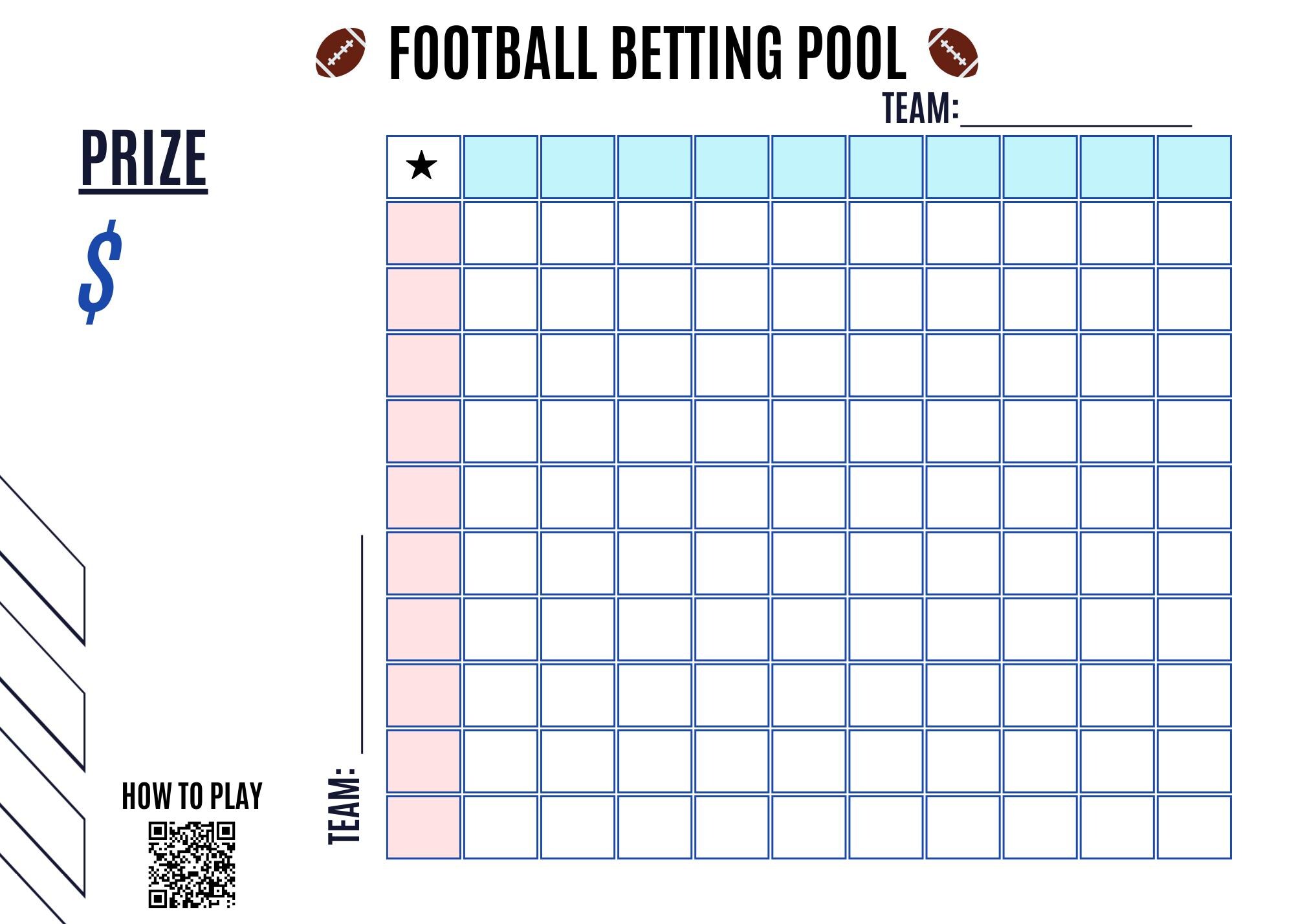 Football Squares Template Printable | 2026 Super Bowl Pool Number ...