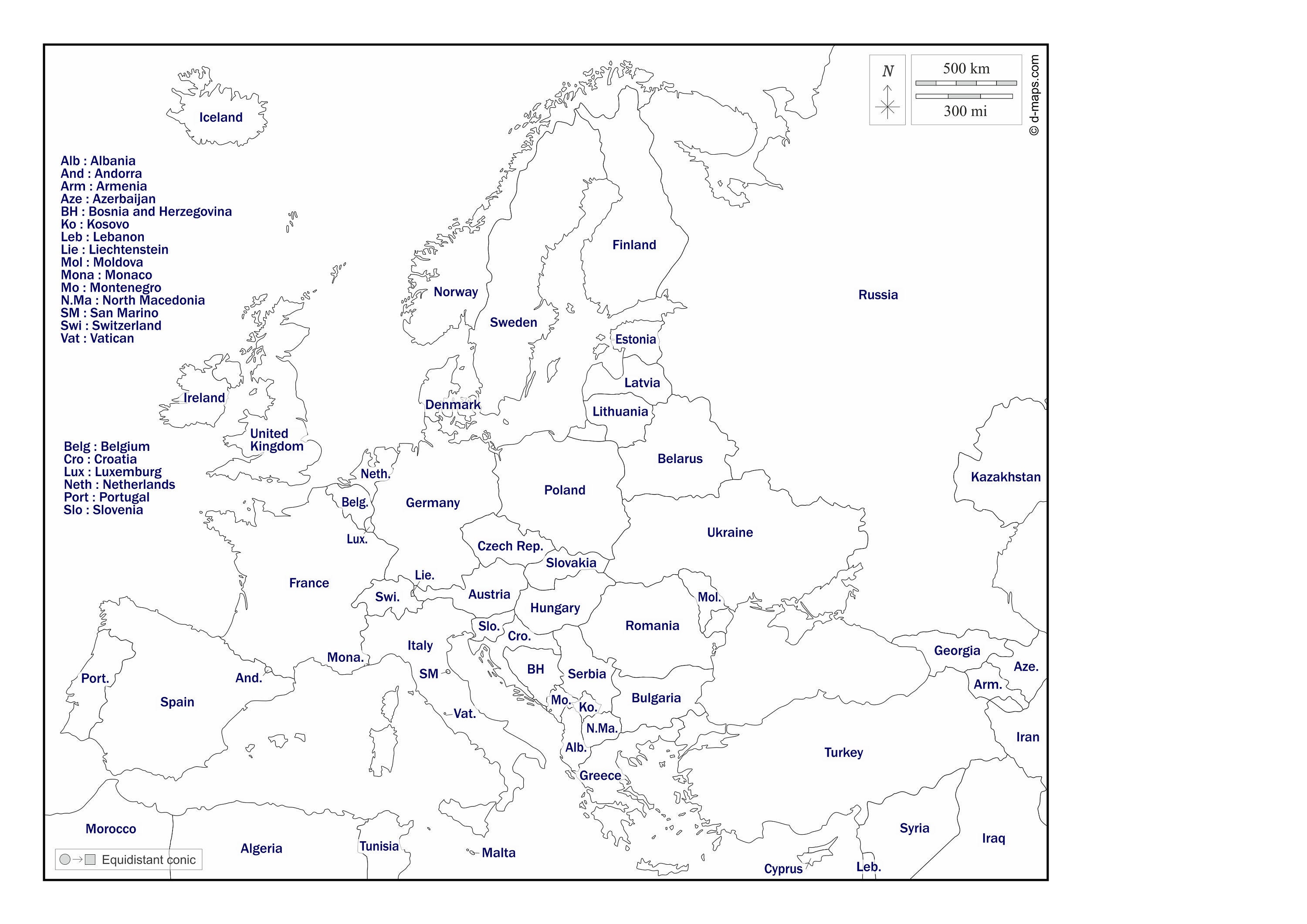 Carte de l'Europe des pays européens, carte de l'Europe Stretch Map ...